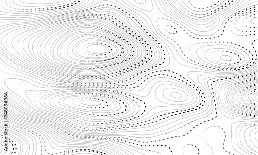 Wave topographic doted lines contour map, topographic wavy map dot line ...