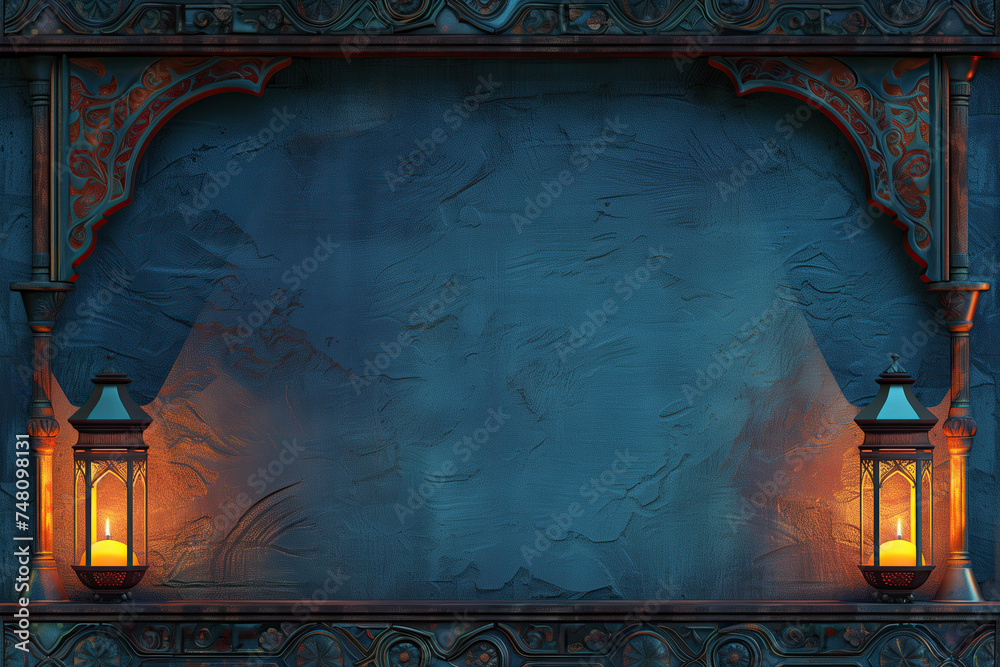 illustration of a border frame decoration design with a ramadan and ...