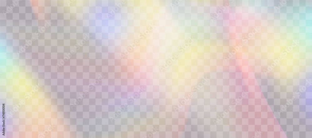 Light lens prism effect on transparent background. Blurred rainbow ...