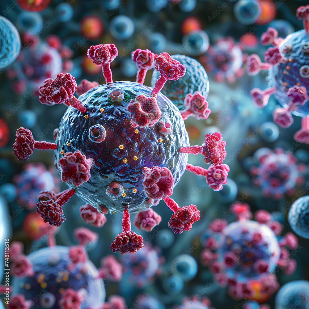 Infographic of HPV cells infection with human tissue, microscopic view ...