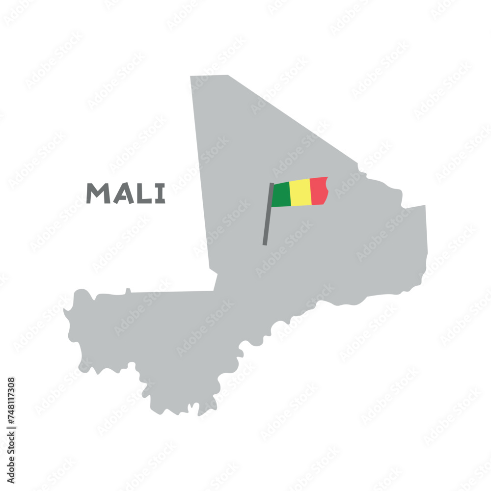 Mali vector map with the flag inside. Map of the Mali with the national flag isolated on white ...