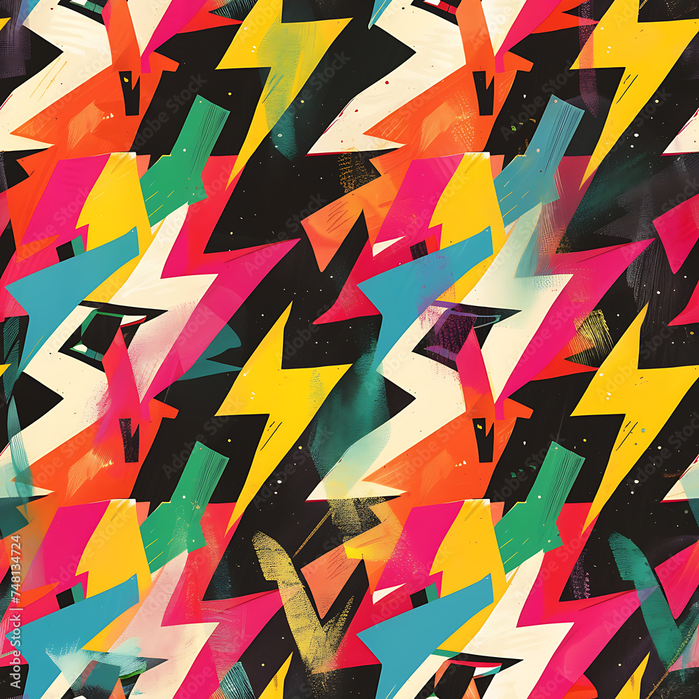 Cartoon Lightning Bolt Seamless Tile Stock Illustration | Adobe Stock