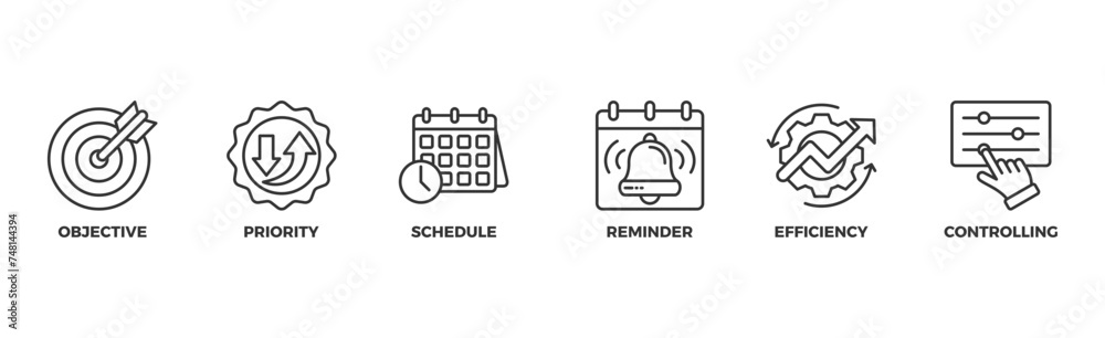 Time management banner web icon illustration concept with icon of ...