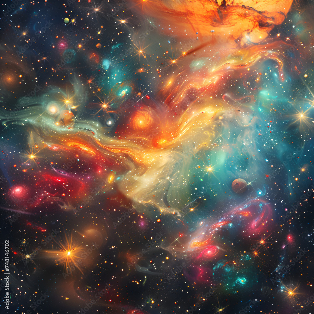 Foto de Vibrant images of stars and nebulas with vivid color schemes ...