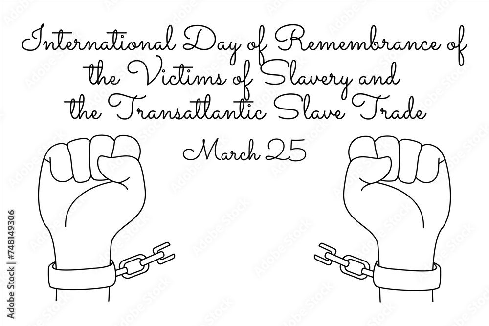 line art of International Day of Remembrance of the Victims of Slavery ...