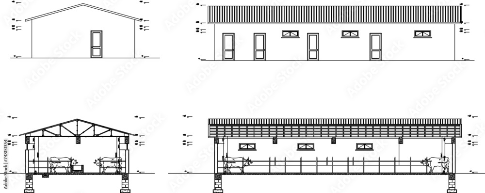 Vector sketch illustration of engineering design drawing for planning a ...