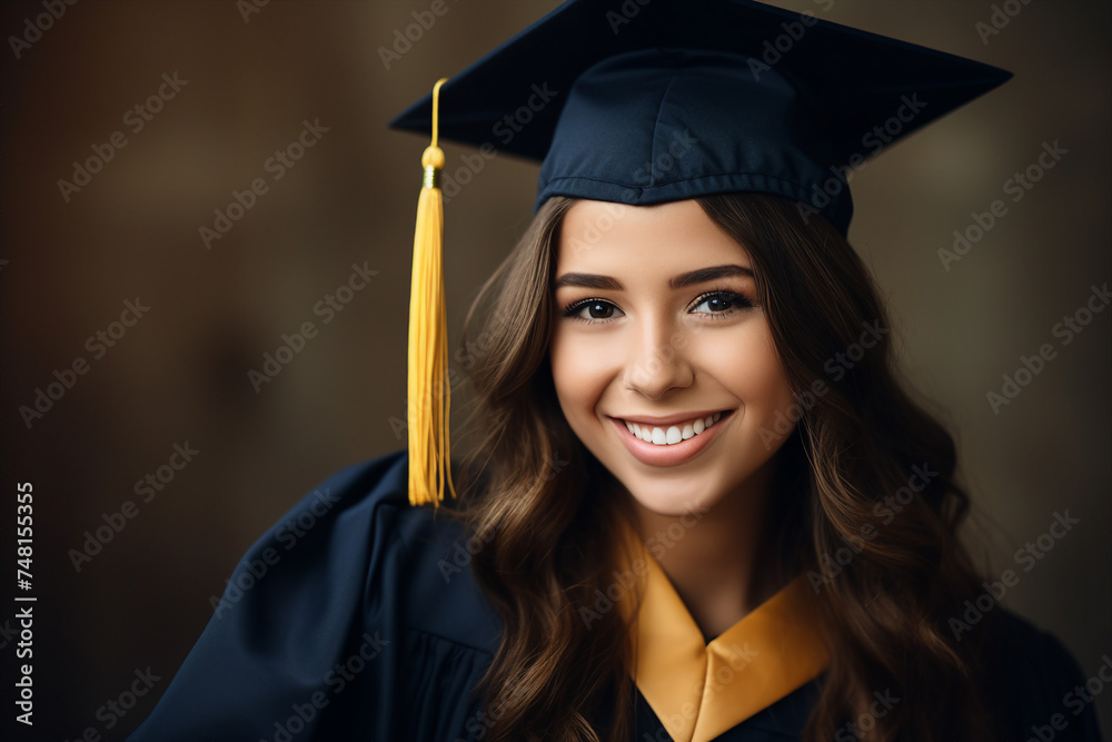 Excited youth graduating from college university school wearing tassel ...
