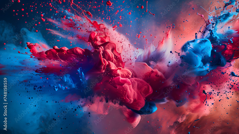 ภาพประกอบสต็อก blue paint explosion, abstract background, vibrant paint ...
