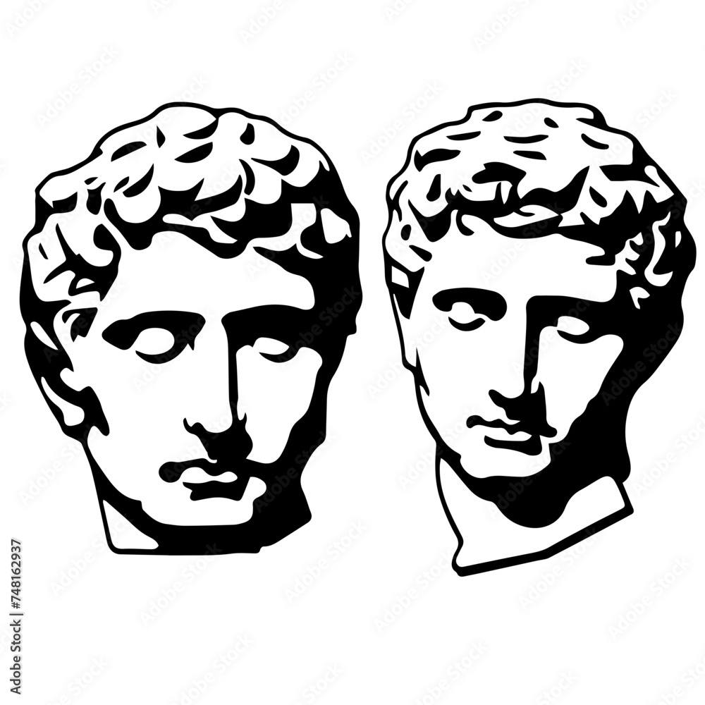 Ancient greek gods head, antique statue head vector illustration Stock ...