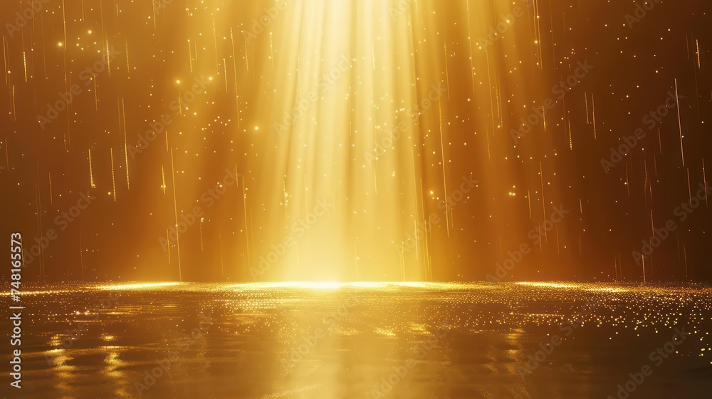 Golden light rays illuminate the background scene, resembling an award ...
