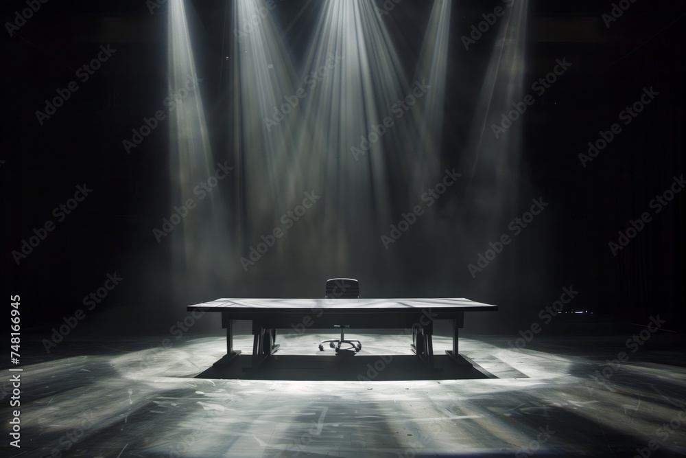Interrogation Room of Life: A Sole Chair Under a Harsh Spotlight in an ...