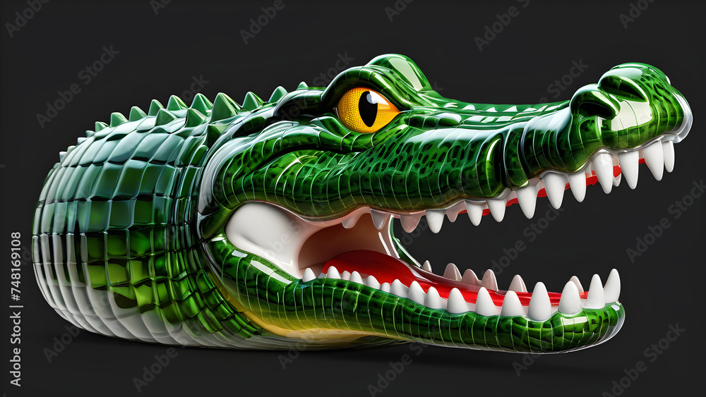 crocodile open mouth and teeth. glassy animal crocodile emoji on a ...