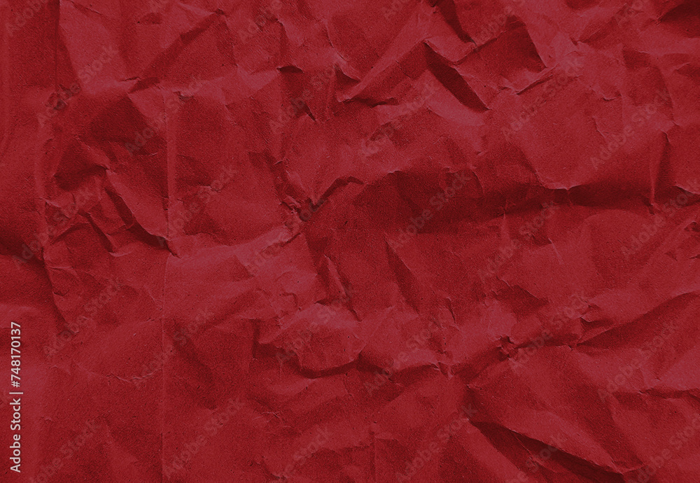 close up texture of red crumpled or torn old craft paper use as ...
