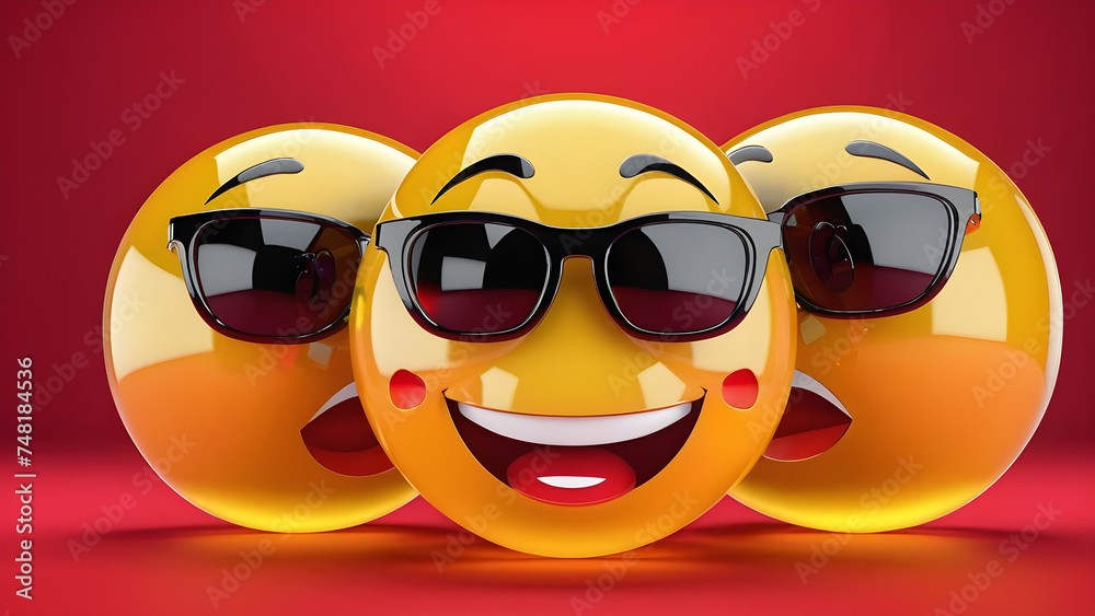smiley face. a human emotions surprise emoji on a red background. happy ...