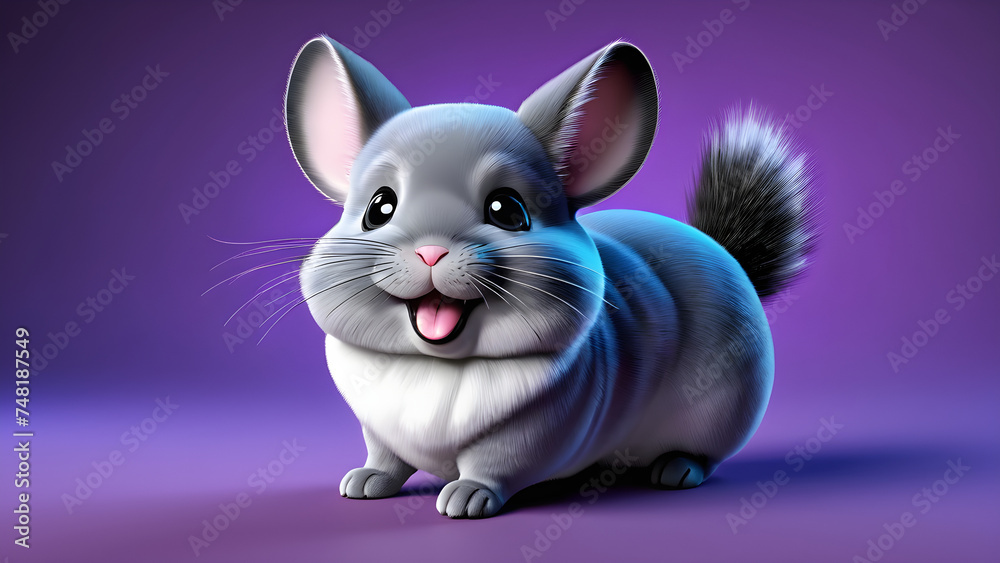 chinchilla cartoon. a pet chinchilla emoji on black background ...