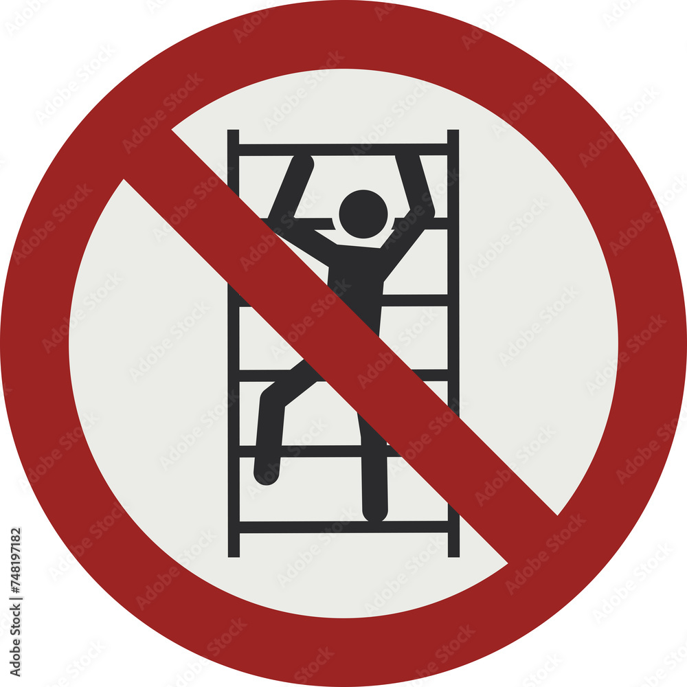 Poster PROHIBITION SIGN PICTOGRAM, No climbing ISO 7010 – P009 – Wall ...