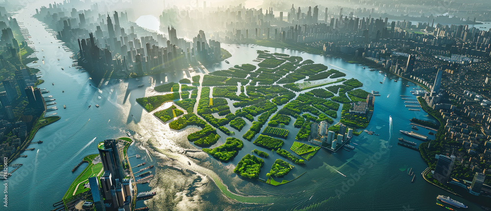 Harmonization of land and water a sustainable cityscape with canals for ...