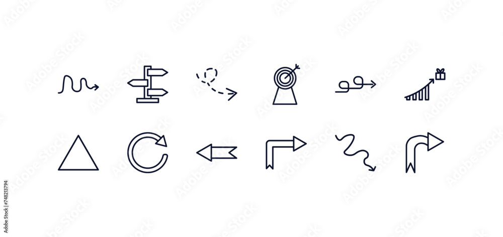 outline icons set from user interface concept. editable vector such as squiggly arrow, road ...