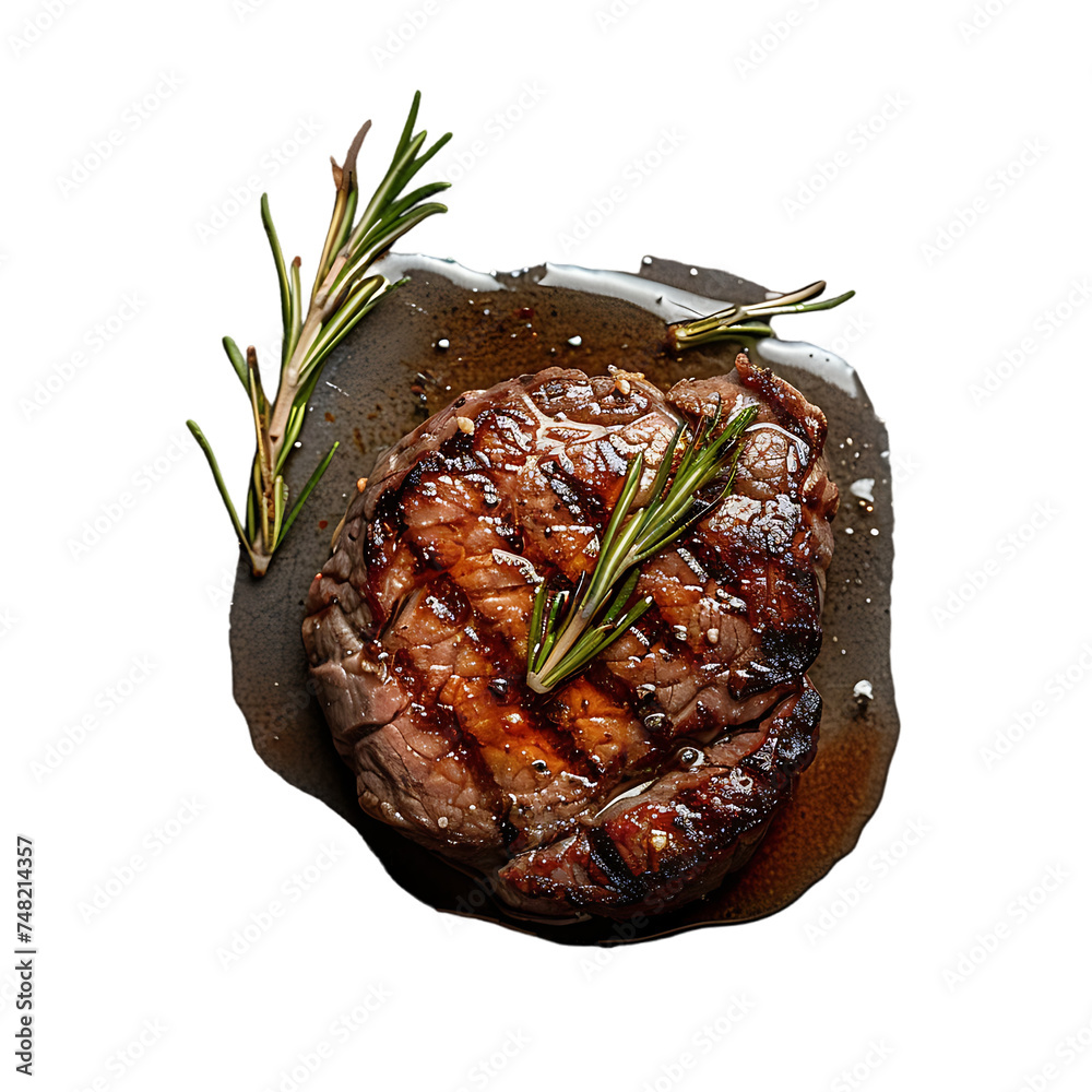 Saftig gebratenes Filetsteak, Rinderfilet, Freigestellt vor ...