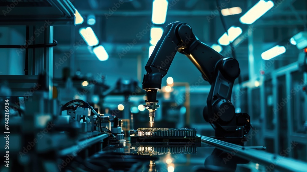 Automated robotic arm in electronic manufacturing with dynamic light ...
