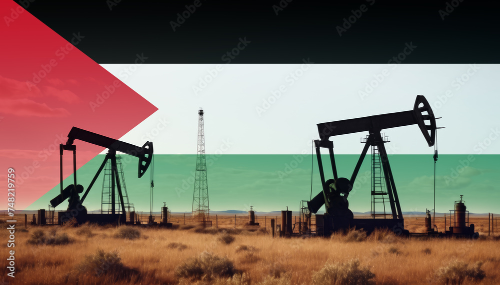 Palestine oil industry .Crude oil and petroleum concept. Palestine flag ...