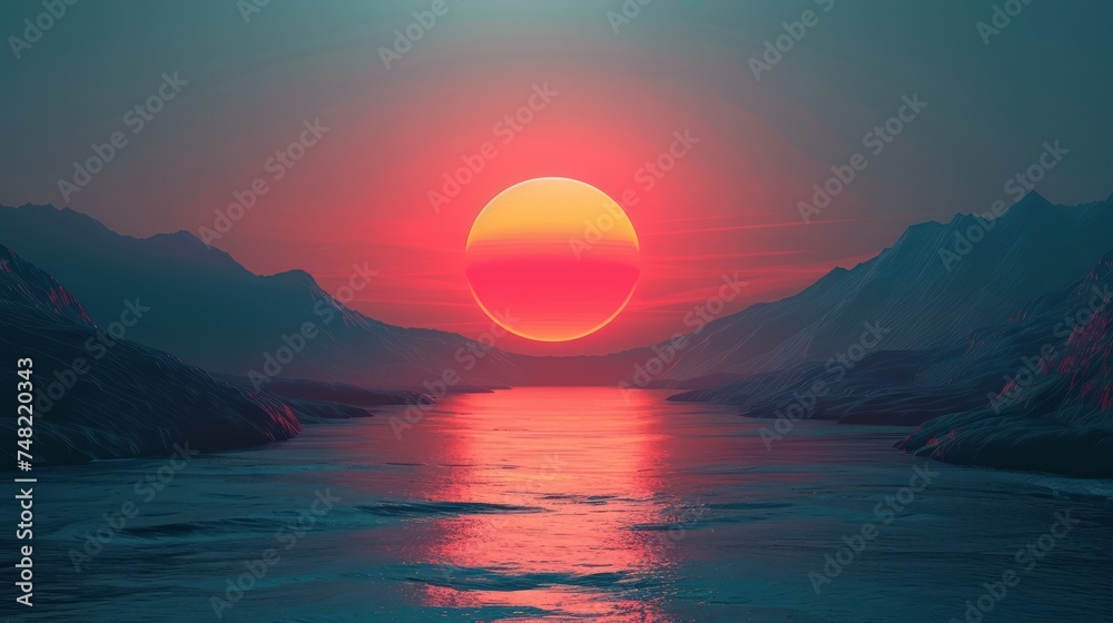 Medium shot of a sunset reversing into a sunrise illustrating time ...