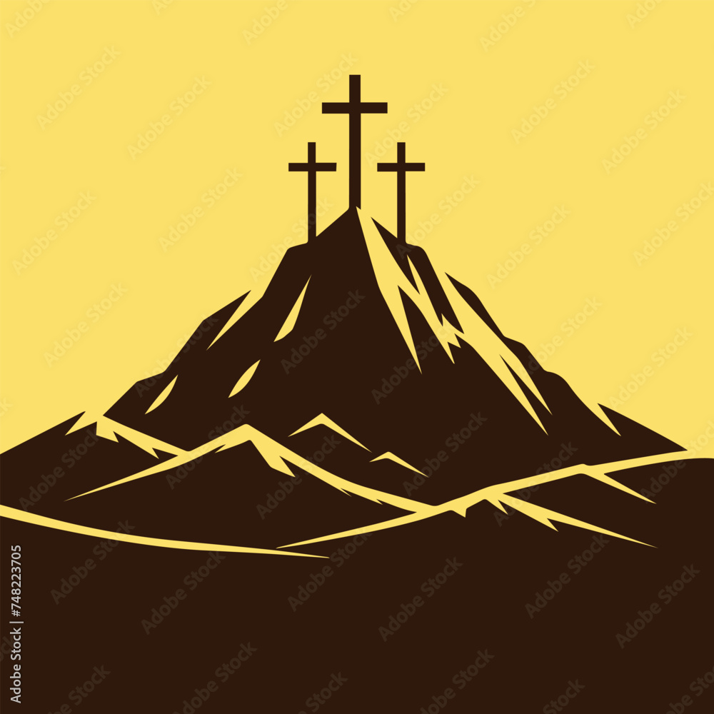 Dibujo del cerro de las tres cruces de jesus crucificado Stock Vector ...