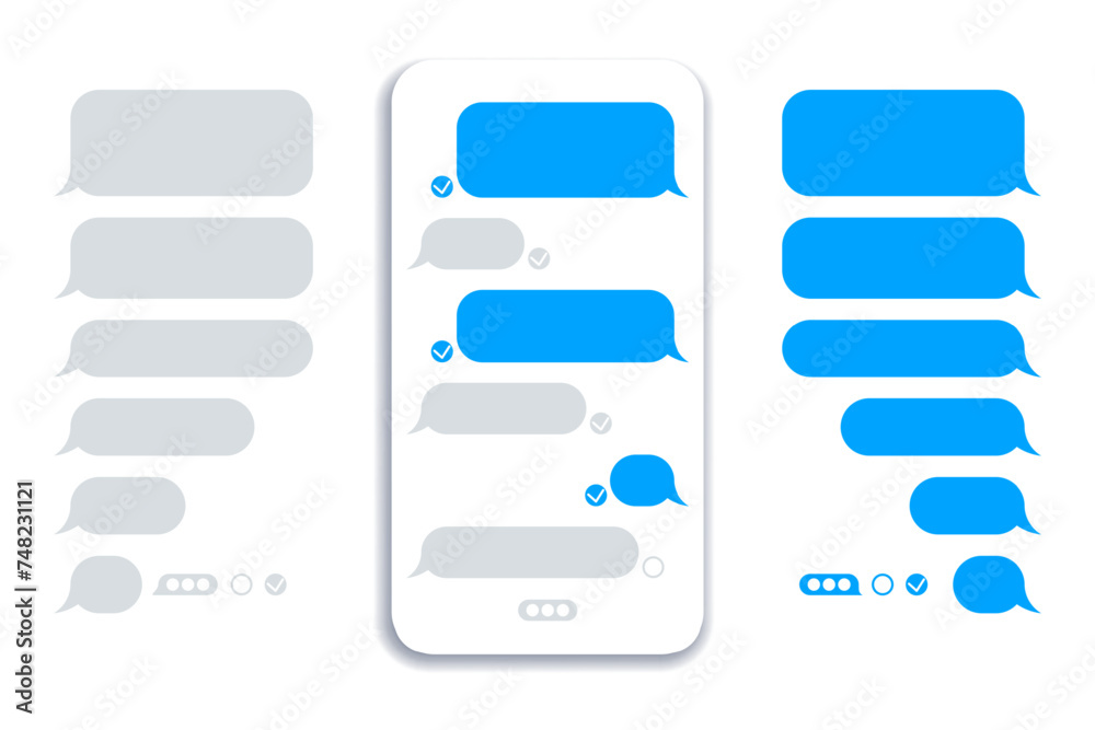 Message bubbles template for creating dialogues on white background ...