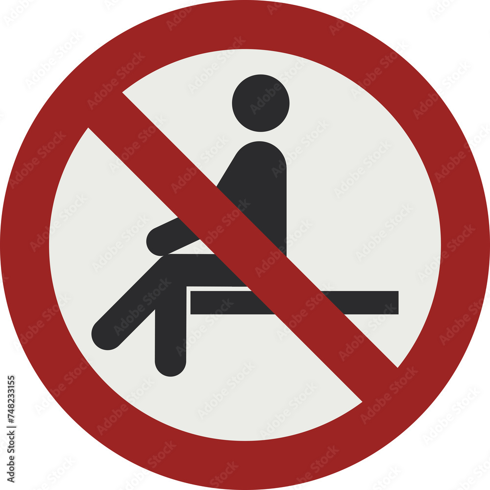 PROHIBITION SIGN PICTOGRAM, No sitting ISO 7010 – P018 Stock ...