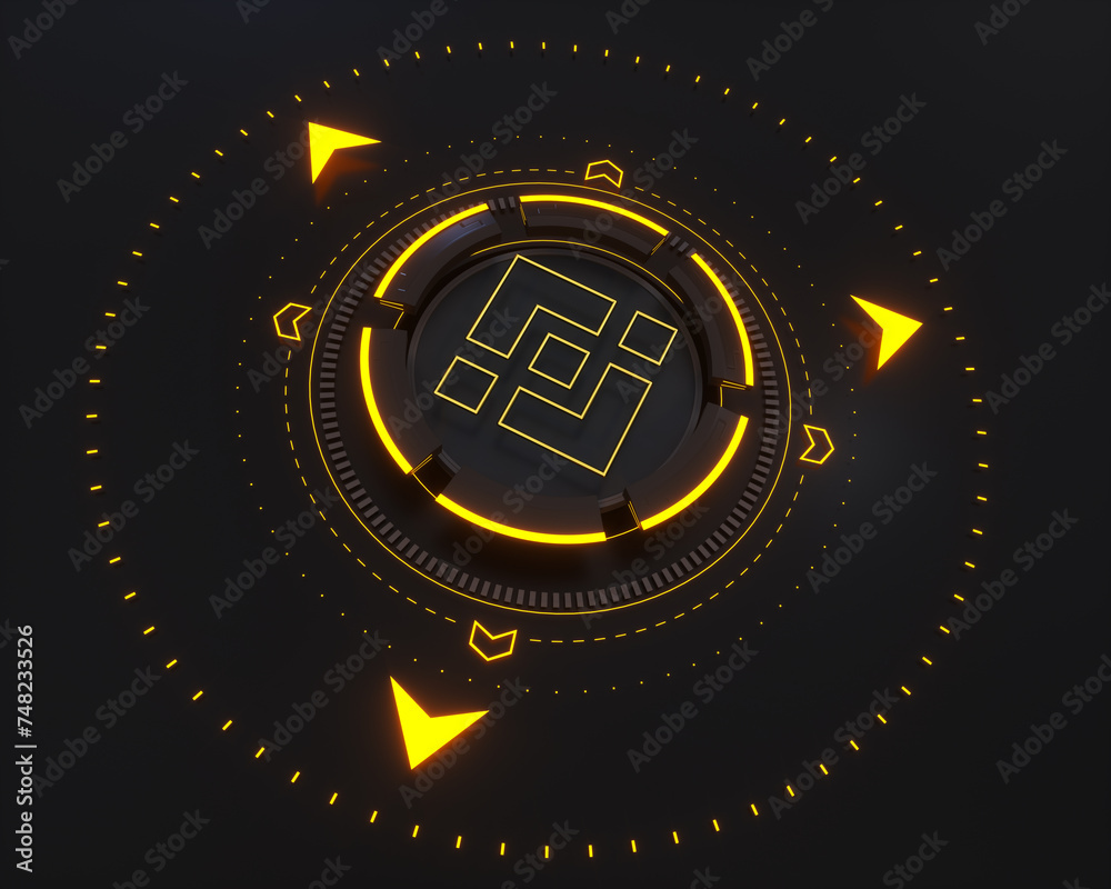 Lines Binance coin symbol. Gold Binance coin logo on the dark digital ...