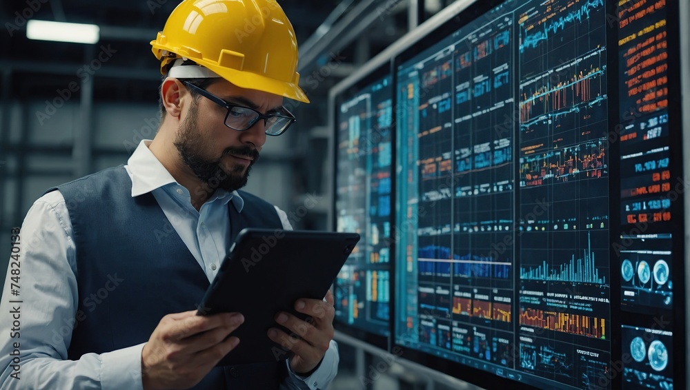 Factory Digitalization Two Industrial Engineers Use Tablet Computer ...