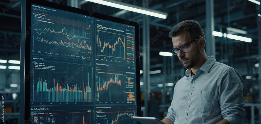 Factory Digitalization Two Industrial Engineers Use Tablet Computer ...