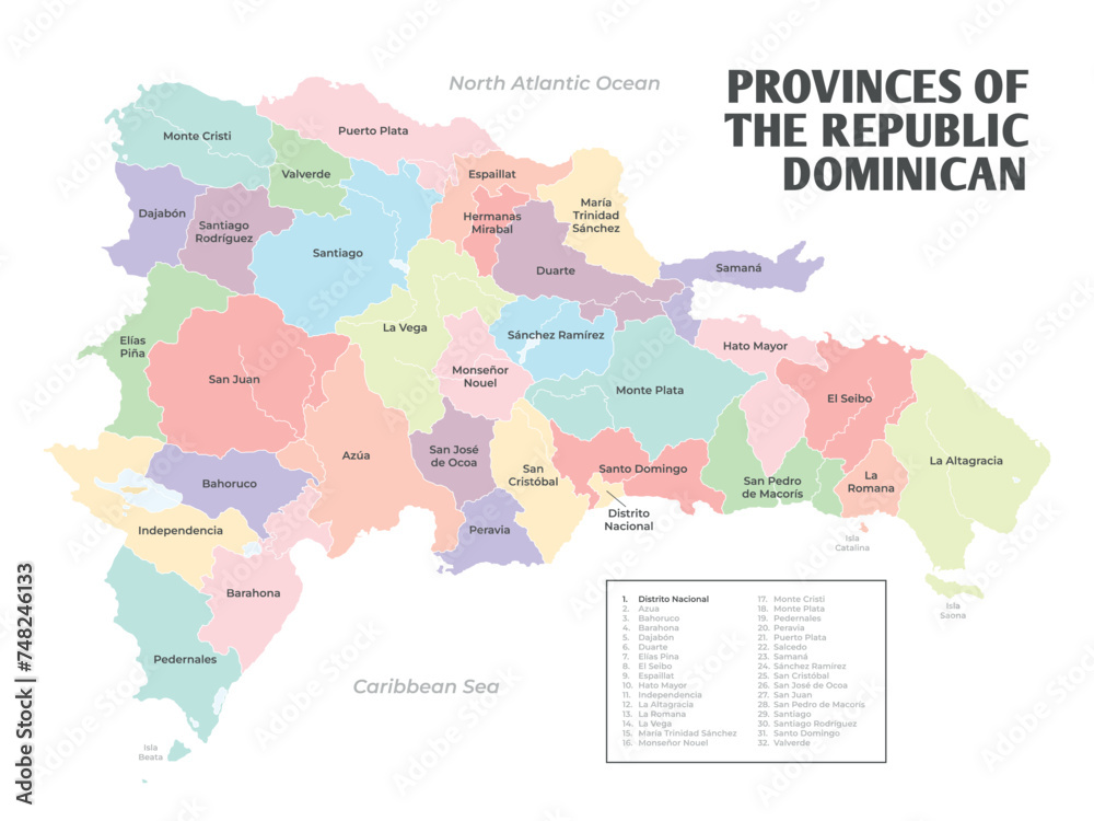 Map of the provinces and regions of the Dominican Republic Stock Vector ...