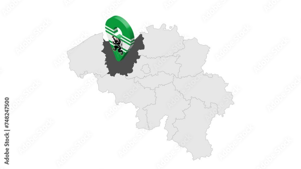 Location East Flanders Province on map Belgium. 3d East Flanders ...