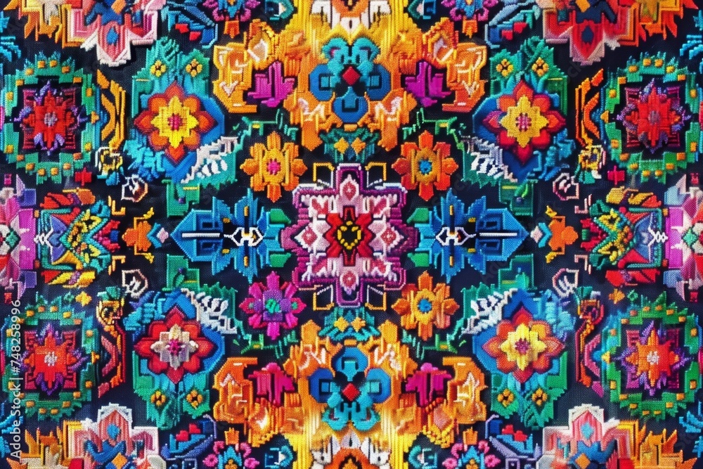 Dive into the lively heritage of Mexican Huichol patterns with this ...