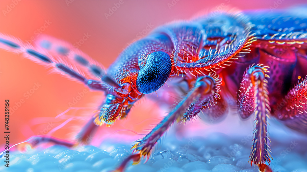 Surreal close-up of an iridescent bug, rainbow hues highlighting its ...