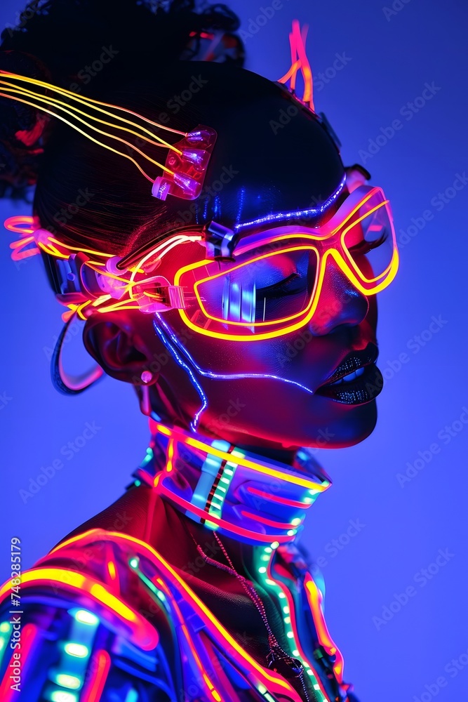 colorful neon glow in the dark rave night club dancer Stock Photo ...