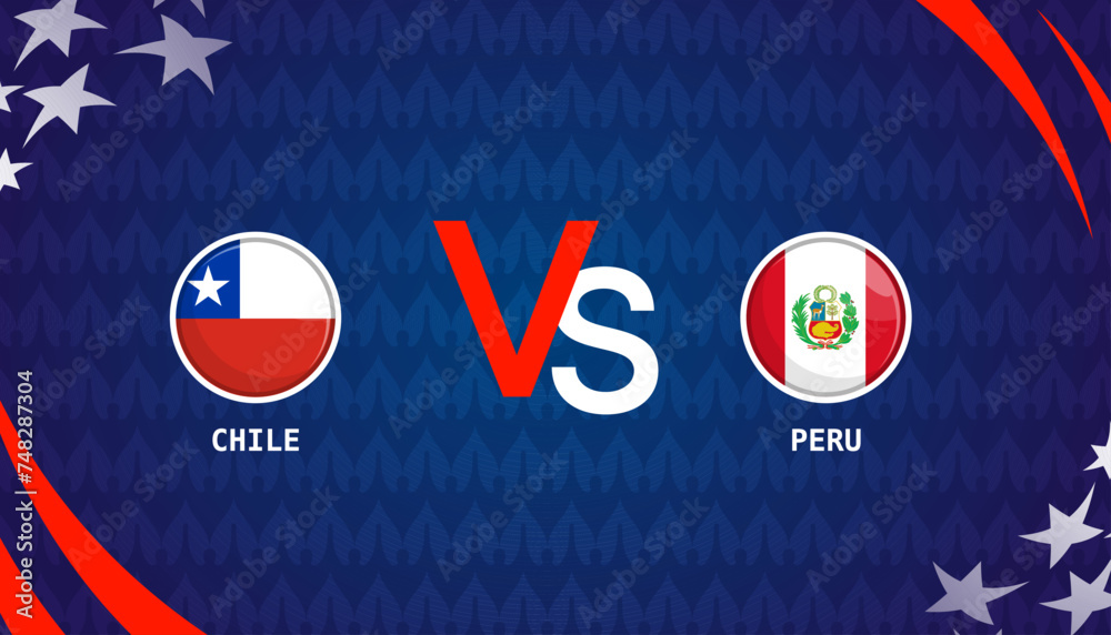Chili vs peru, broadcast template for sports Copa America 2024. vector ...