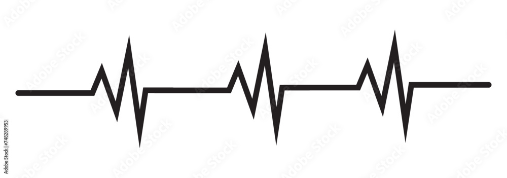 Heart beat wave. Heartbeat sign in flat design. Heartbeat silhouette ...