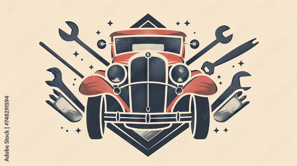 Vintage Automobile Repair Shop Logo: A logo featuring a classic car ...