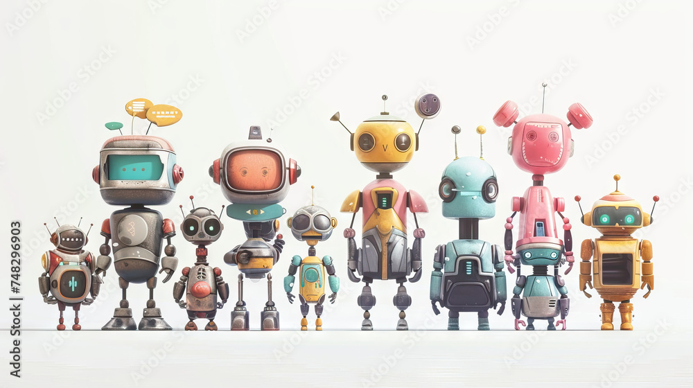 Robot Friends Poster: Whimsical Poster Featuring Friendly Robots ...