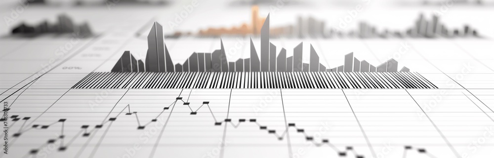 stock market graph black and white like a chart with dots and lines ...