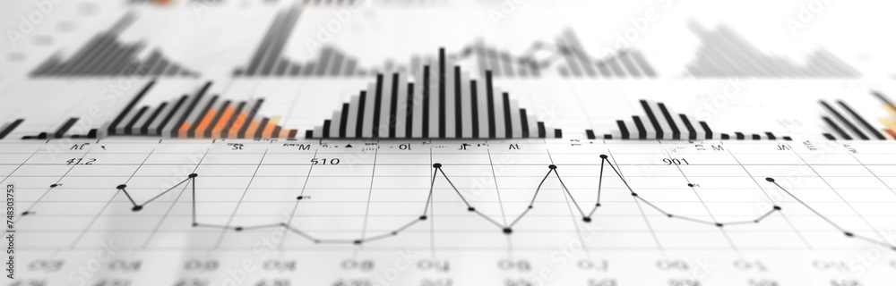 stock market graph black and white like a chart with dots and lines ...
