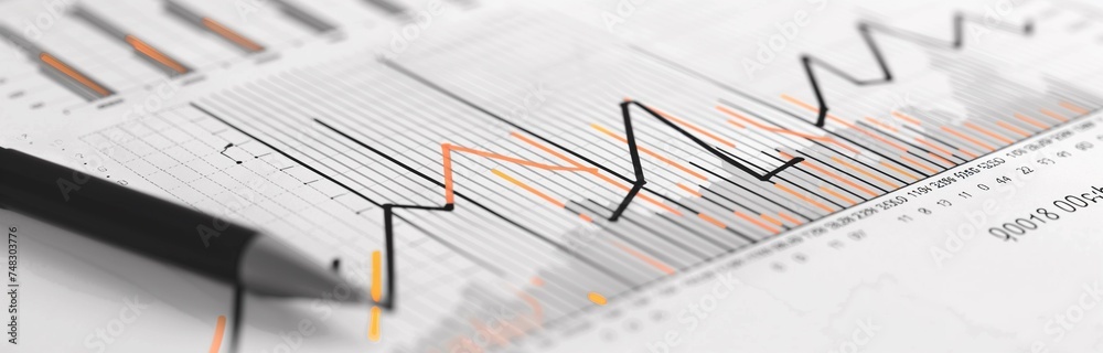 stock market graph black and white like a chart with dots and lines ...