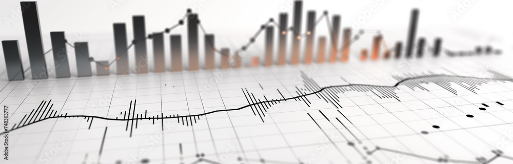 stock market graph black and white like a chart with dots and lines ...