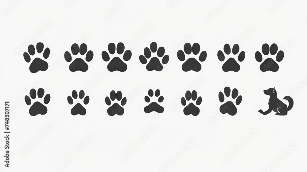 Animal Companion Icon: Cute Paw Print for Pet Interactions. Multiple ...