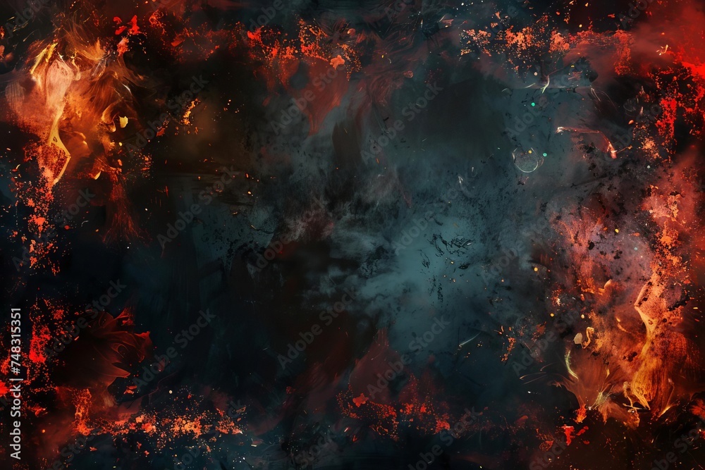 Explosive border design with smokey effects and fiery colors for ...