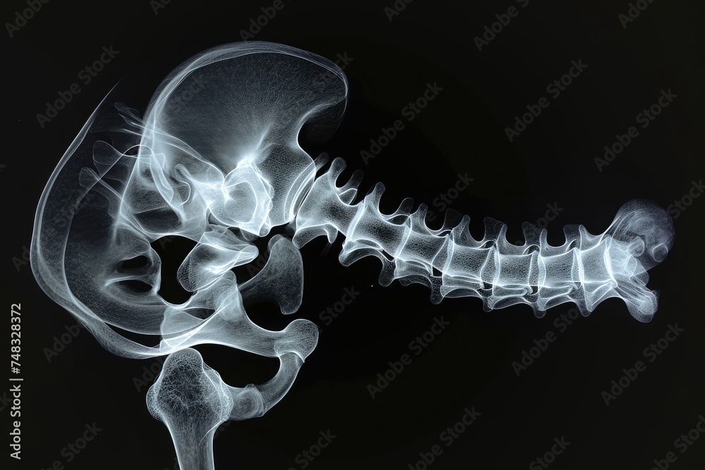 This x-ray image provides a detailed view of a human skeleton ...
