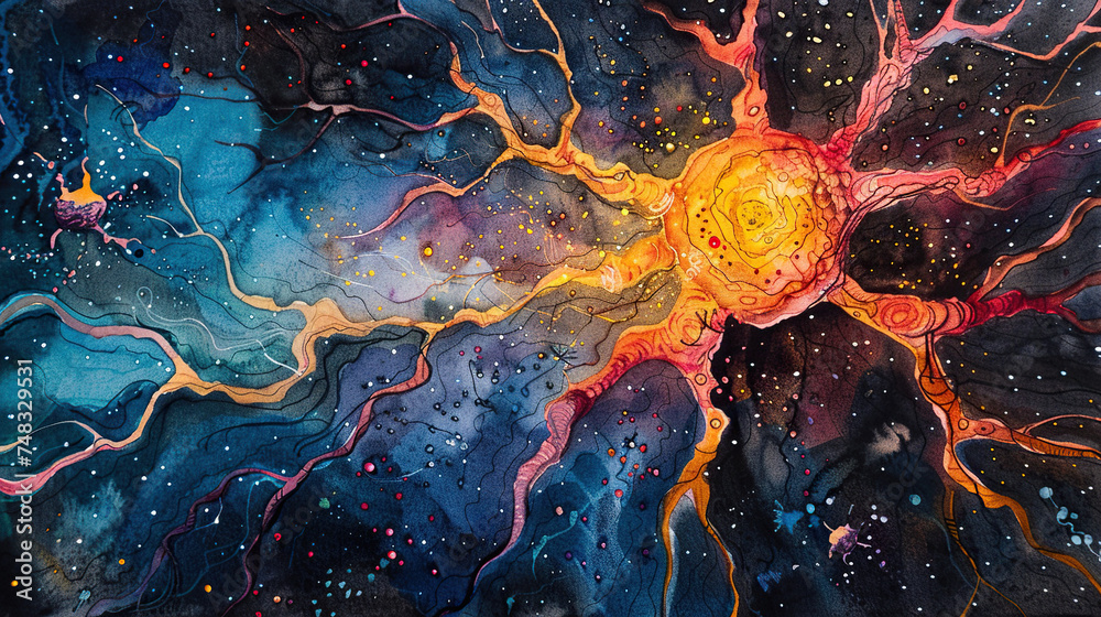 Illustration of neuron anatomy. Neuroscience, neurology, nervous system ...