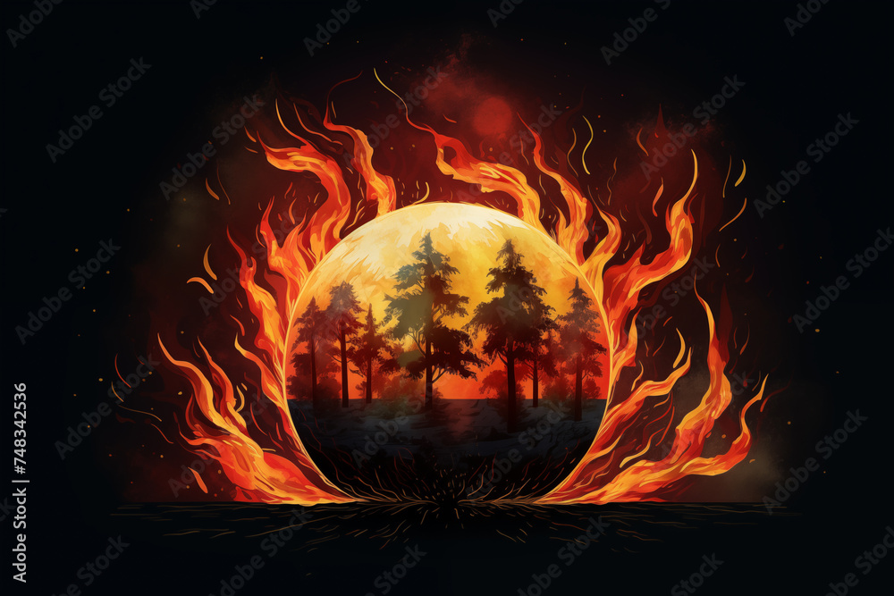 Earth Day poster illustrating risks of wildfires, common now because of ...